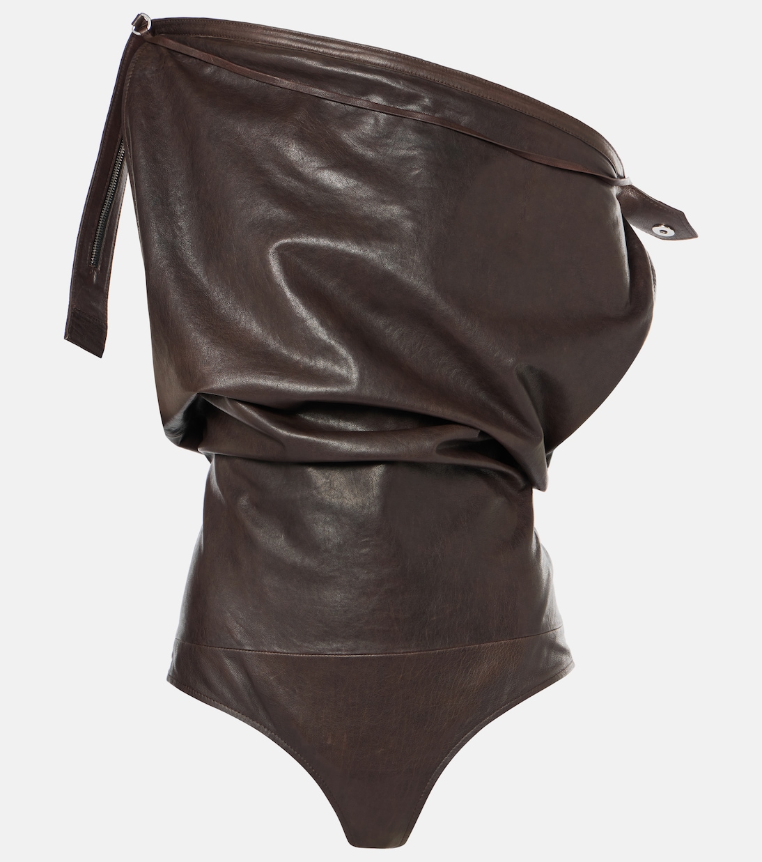 Body drapeado de piel en marrón - Acne Studios | Mytheresa