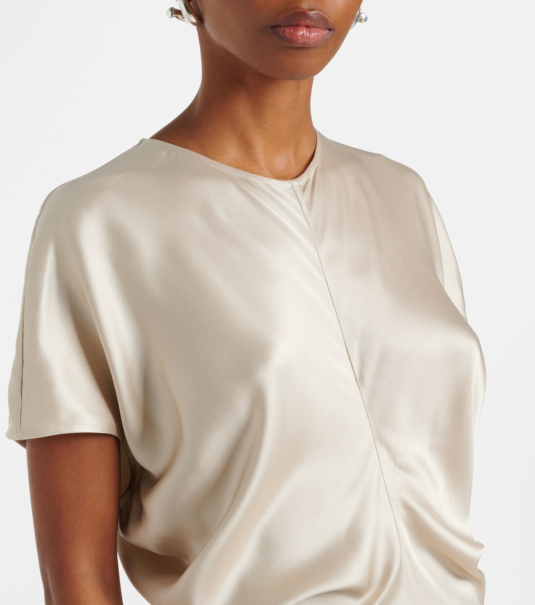 Bridal Slouch draped satin maxi dress in white - Toteme | Mytheresa