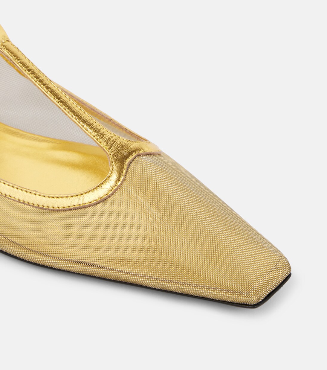 Juno mesh Mary Jane flats in gold - The Attico | Mytheresa