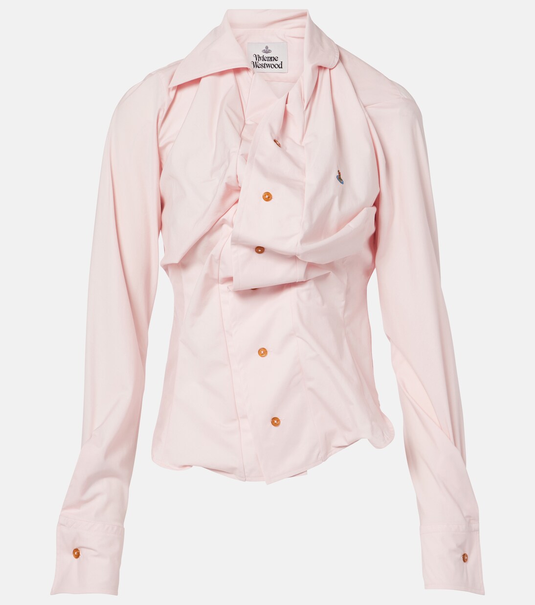 Orb gathered asymmetric cotton shirt in pink - Vivienne Westwood | Mytheresa