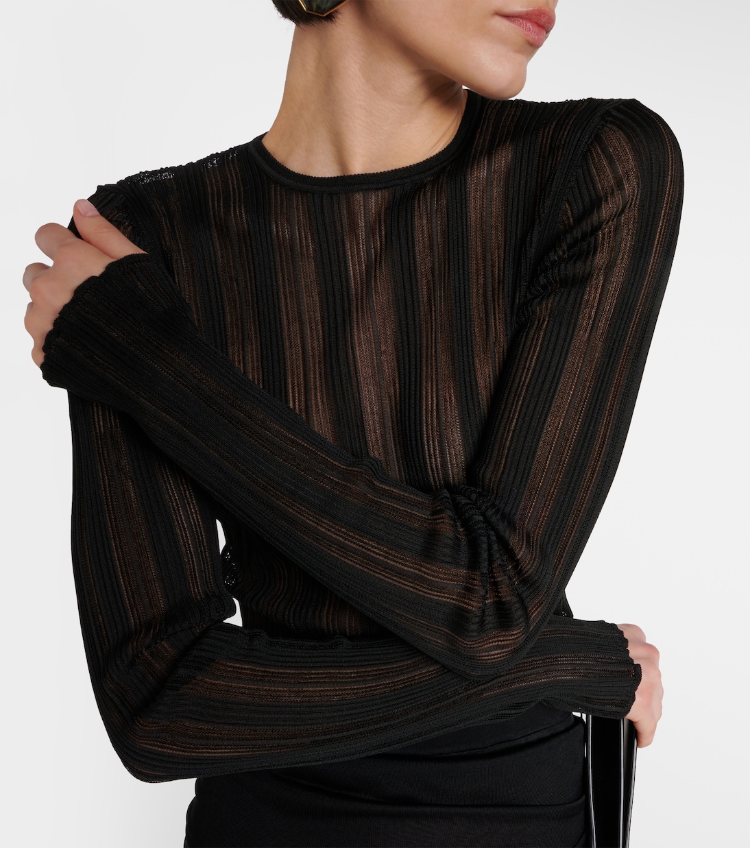 Striped knit crop top in black - Saint Laurent | Mytheresa