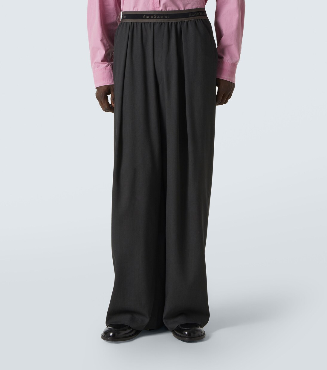 Logo embroidered wide-leg pants in grey - Acne Studios | Mytheresa
