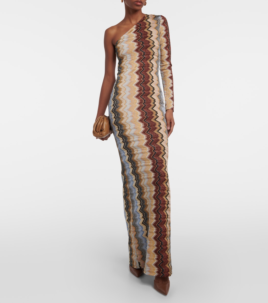 Zig Zag one-shoulder maxi dress in multicoloured - Missoni | Mytheresa