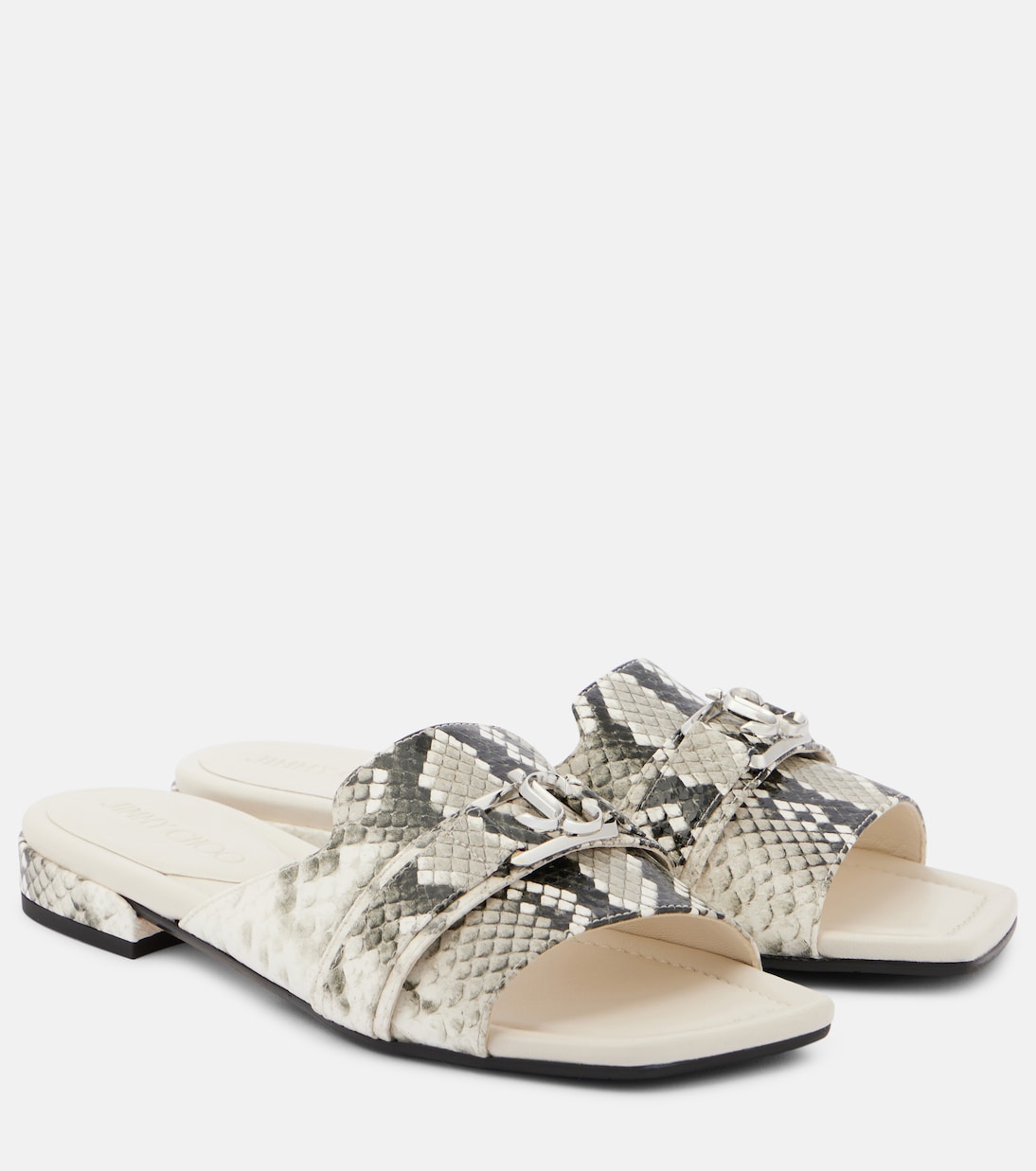 Nako snake-effect leather slides in grey - Jimmy Choo | Mytheresa
