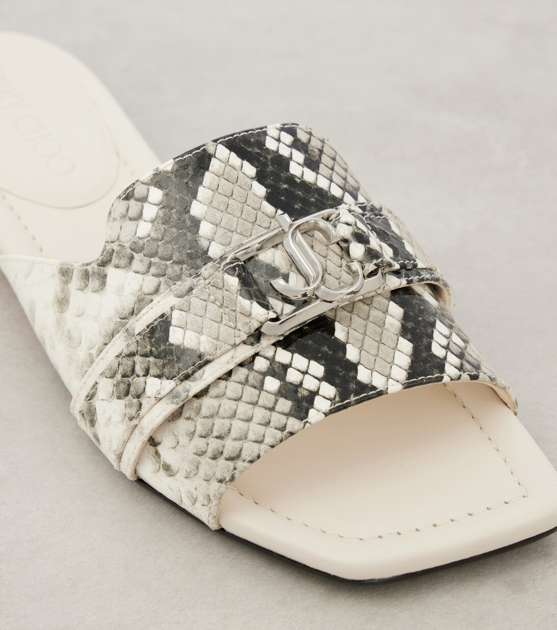 Nako snake-effect leather slides in grey - Jimmy Choo | Mytheresa