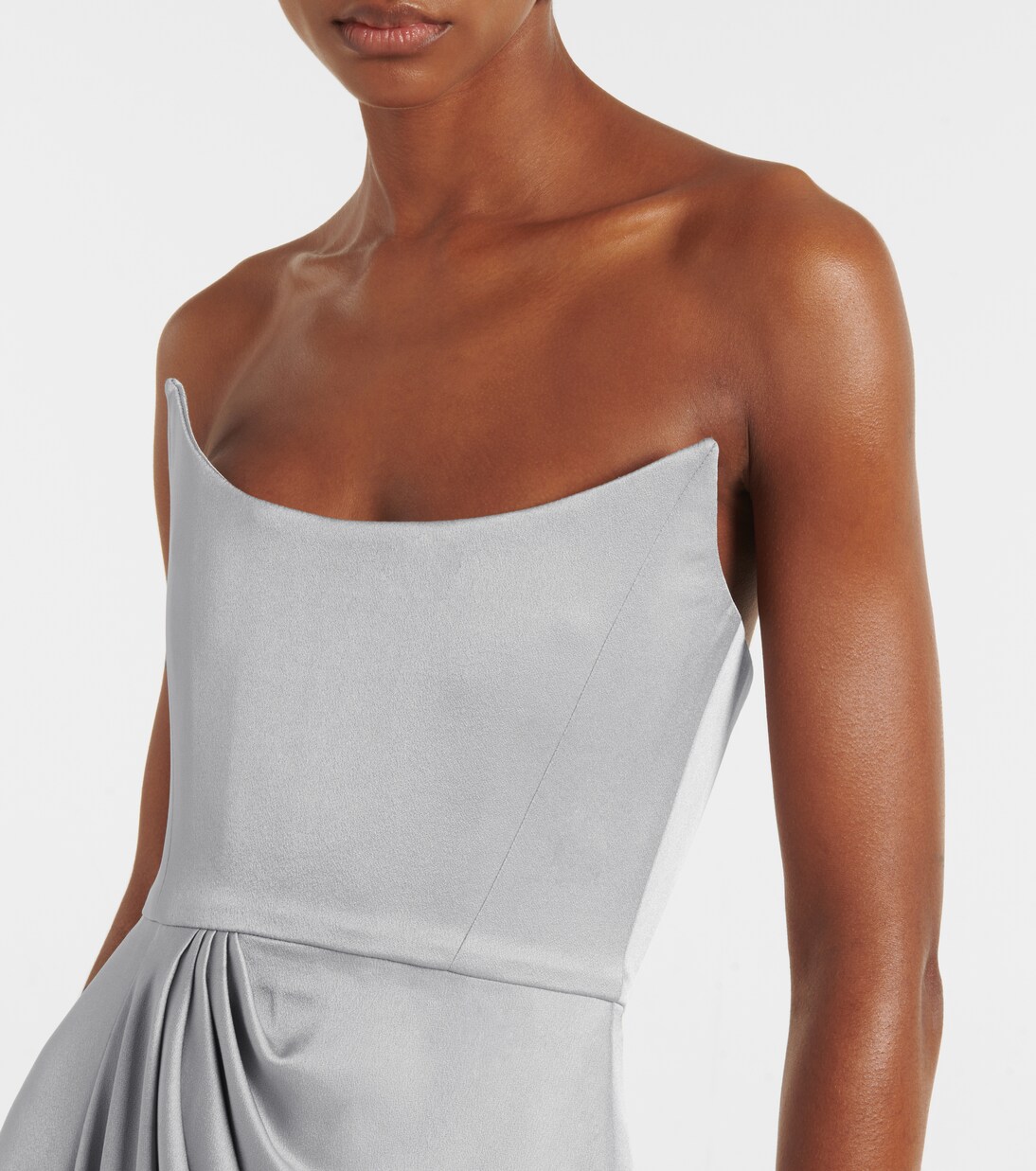 Draped satin crêpe bustier gown in grey - Alex Perry | Mytheresa
