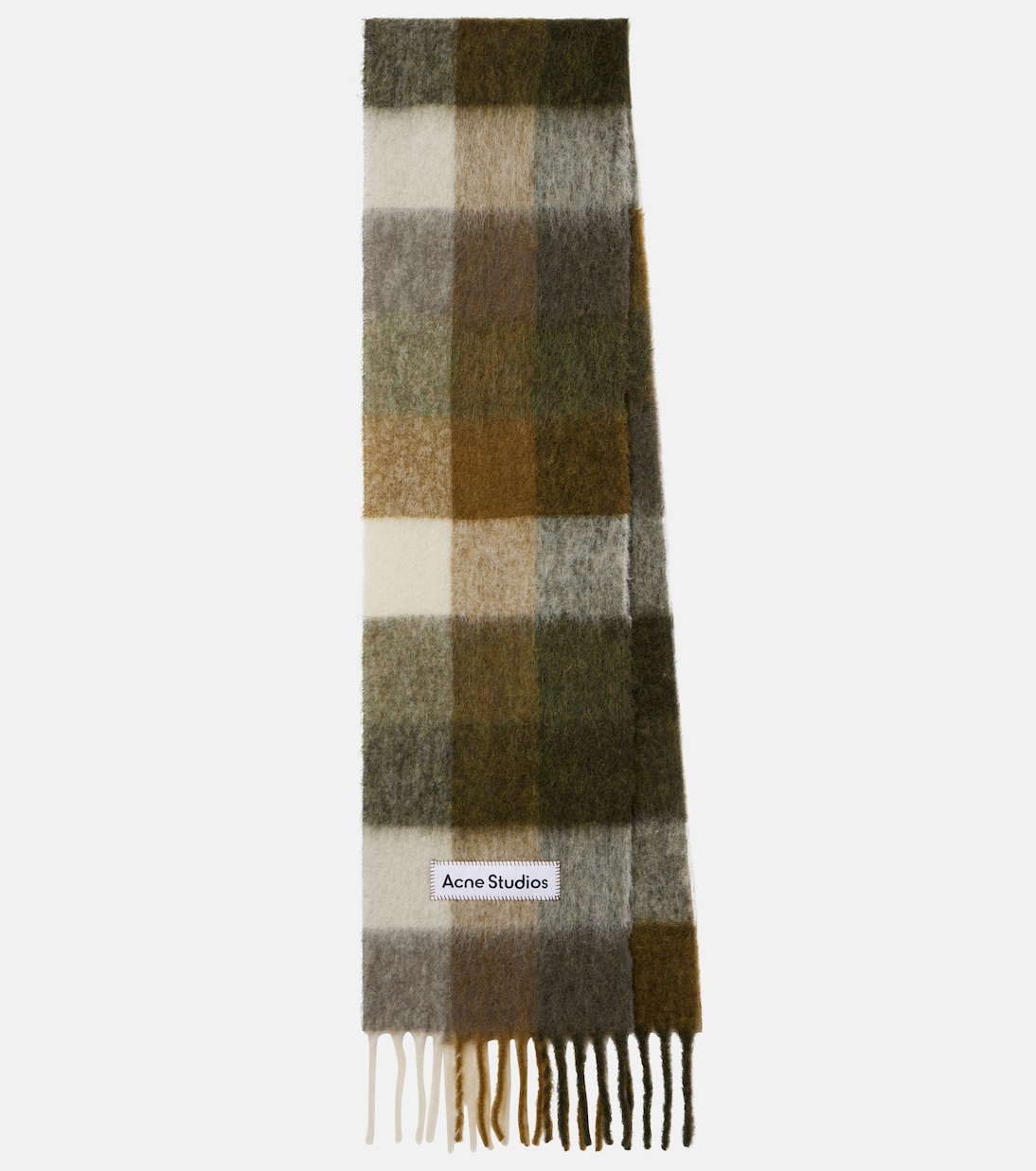 Bufanda a cuadros con flecos y logo en multicolor - Acne Studios ...