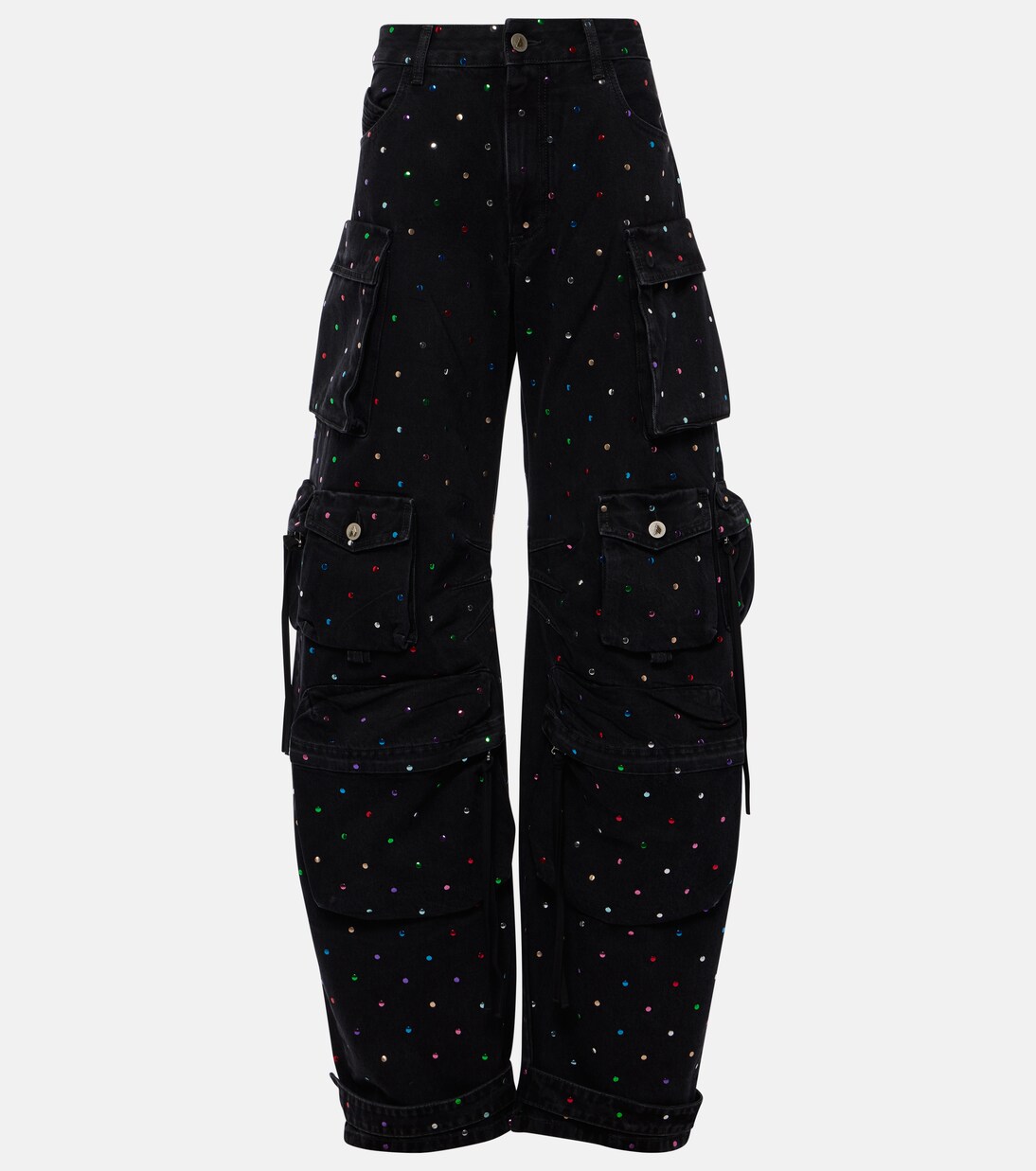 Fern studded high-rise cargo jeans in black - The Attico | Mytheresa