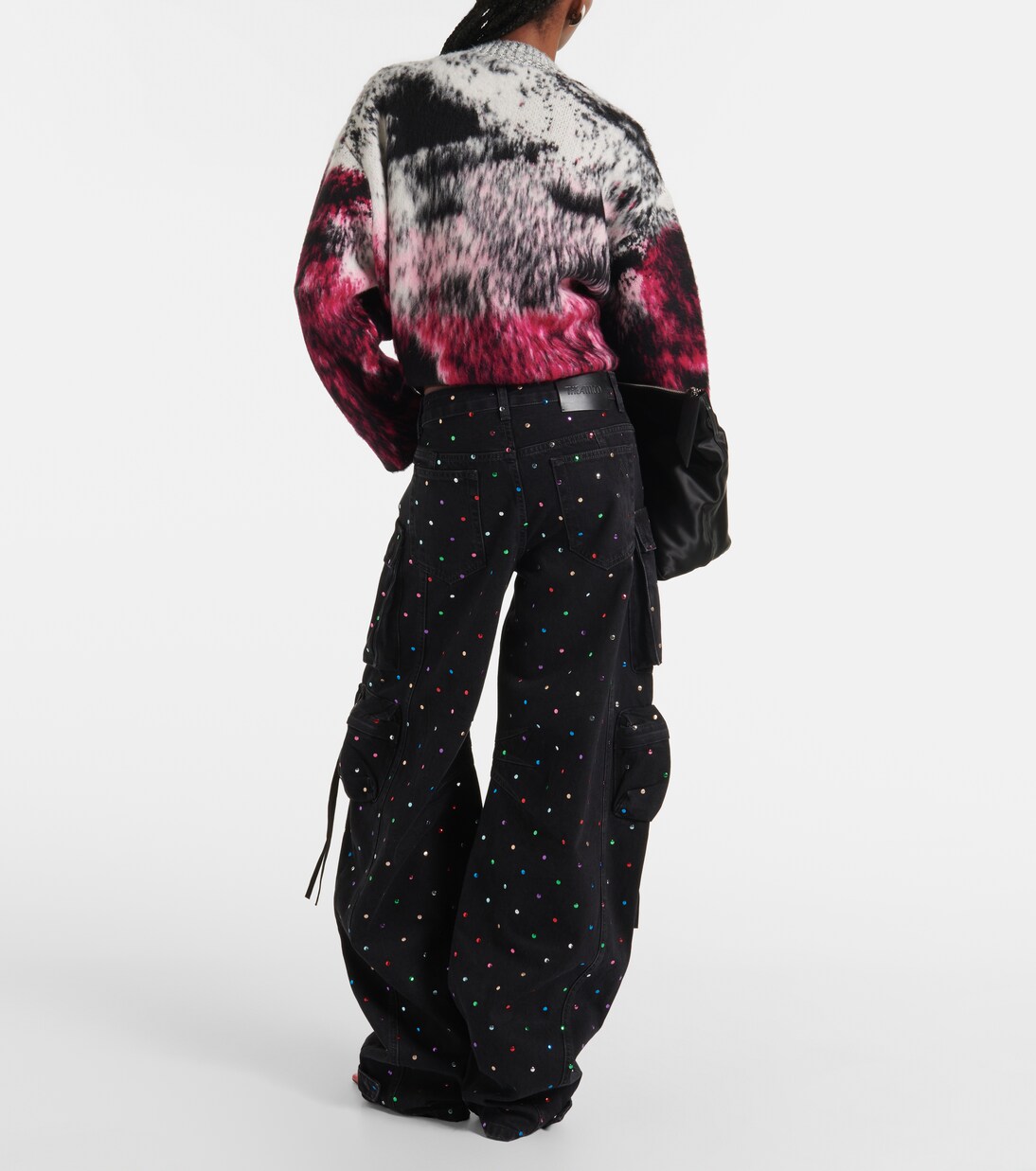 Fern studded mid-rise cargo jeans in black - The Attico | Mytheresa