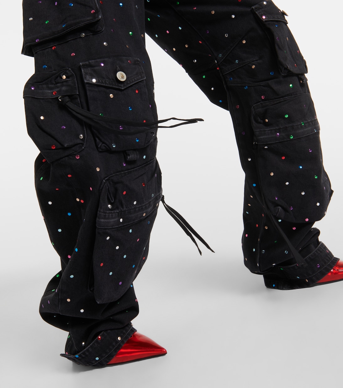 Fern studded mid-rise cargo jeans in black - The Attico | Mytheresa