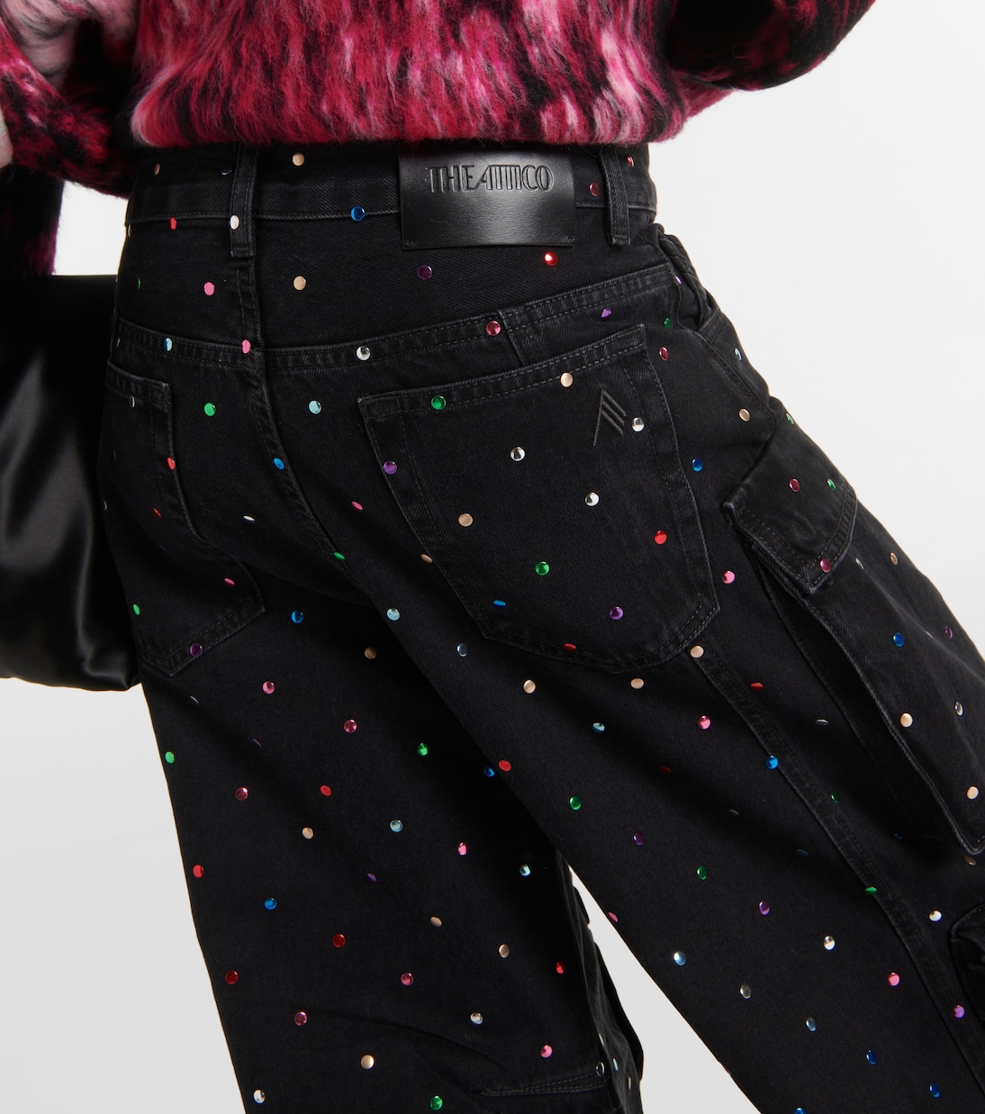 Fern studded mid-rise cargo jeans in black - The Attico | Mytheresa