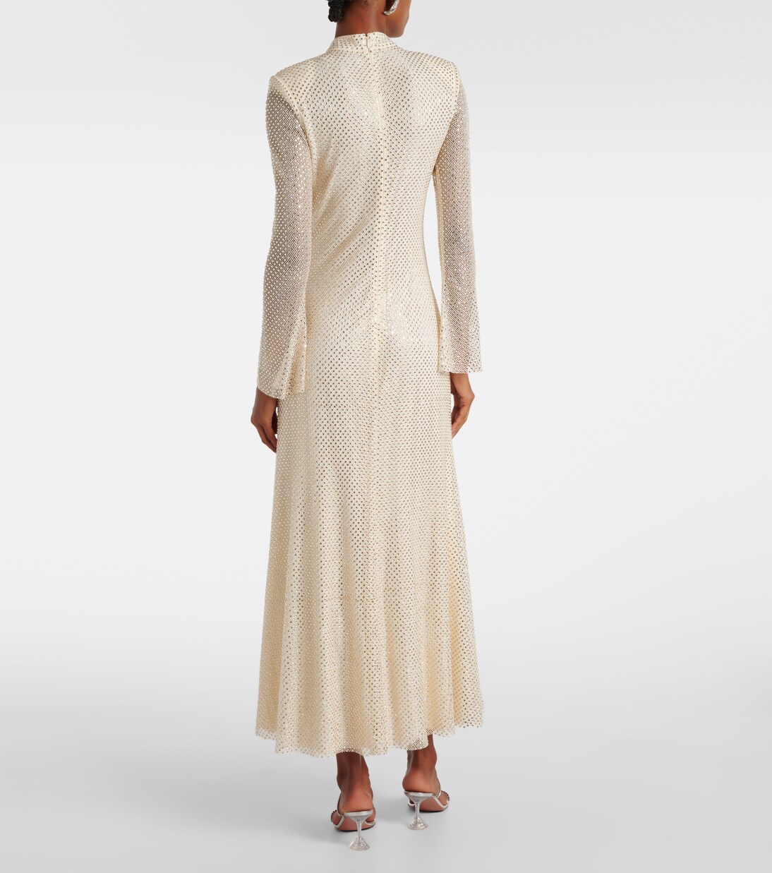 Embellished fishnet midi dress in white - Self Portrait | Mytheresa