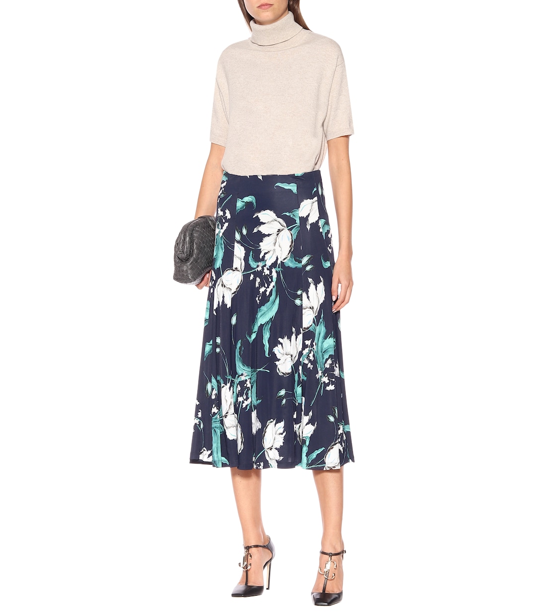Vesper floral jersey skirt in blue - Erdem | Mytheresa