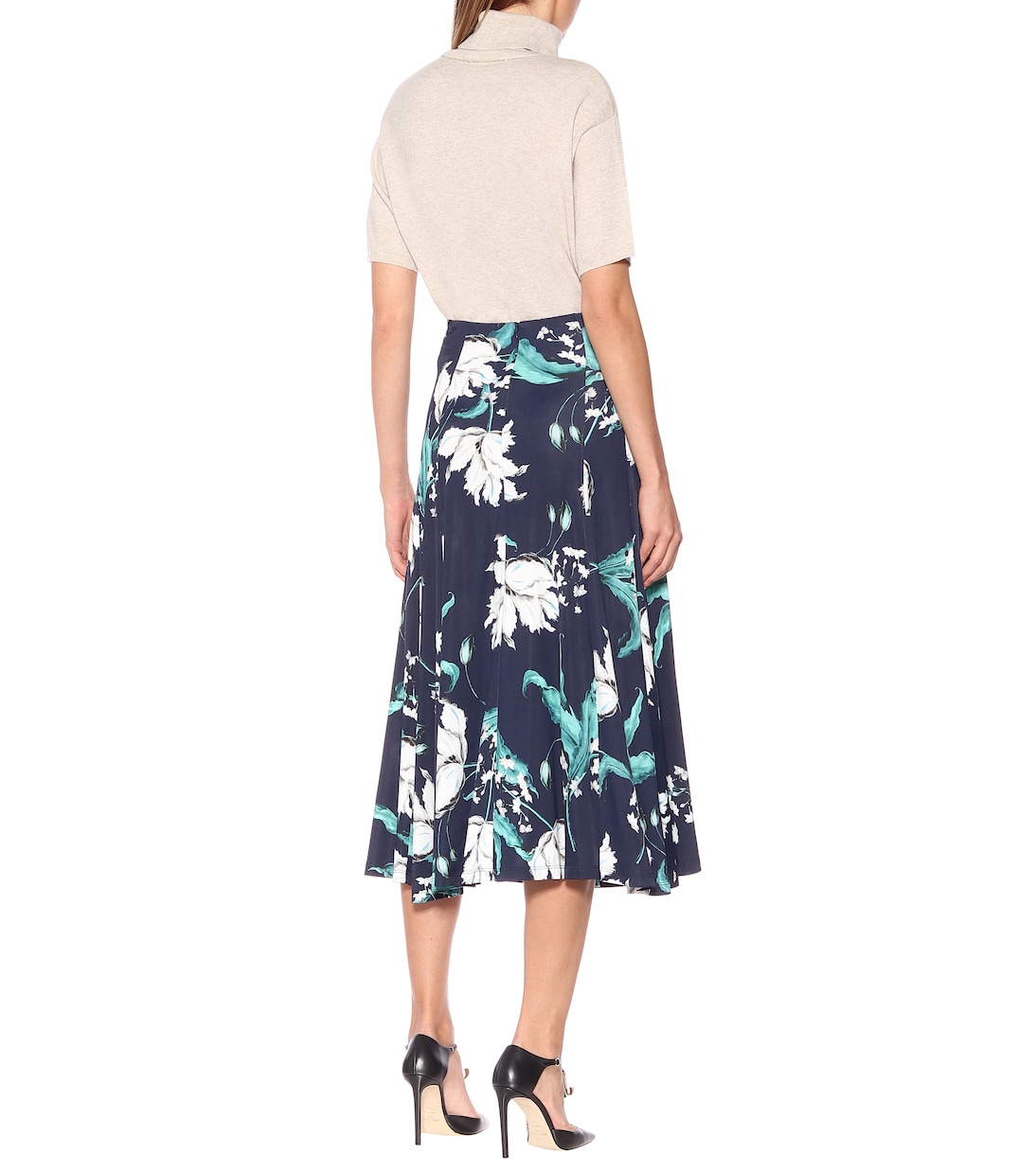 Vesper floral jersey skirt in blue - Erdem | Mytheresa
