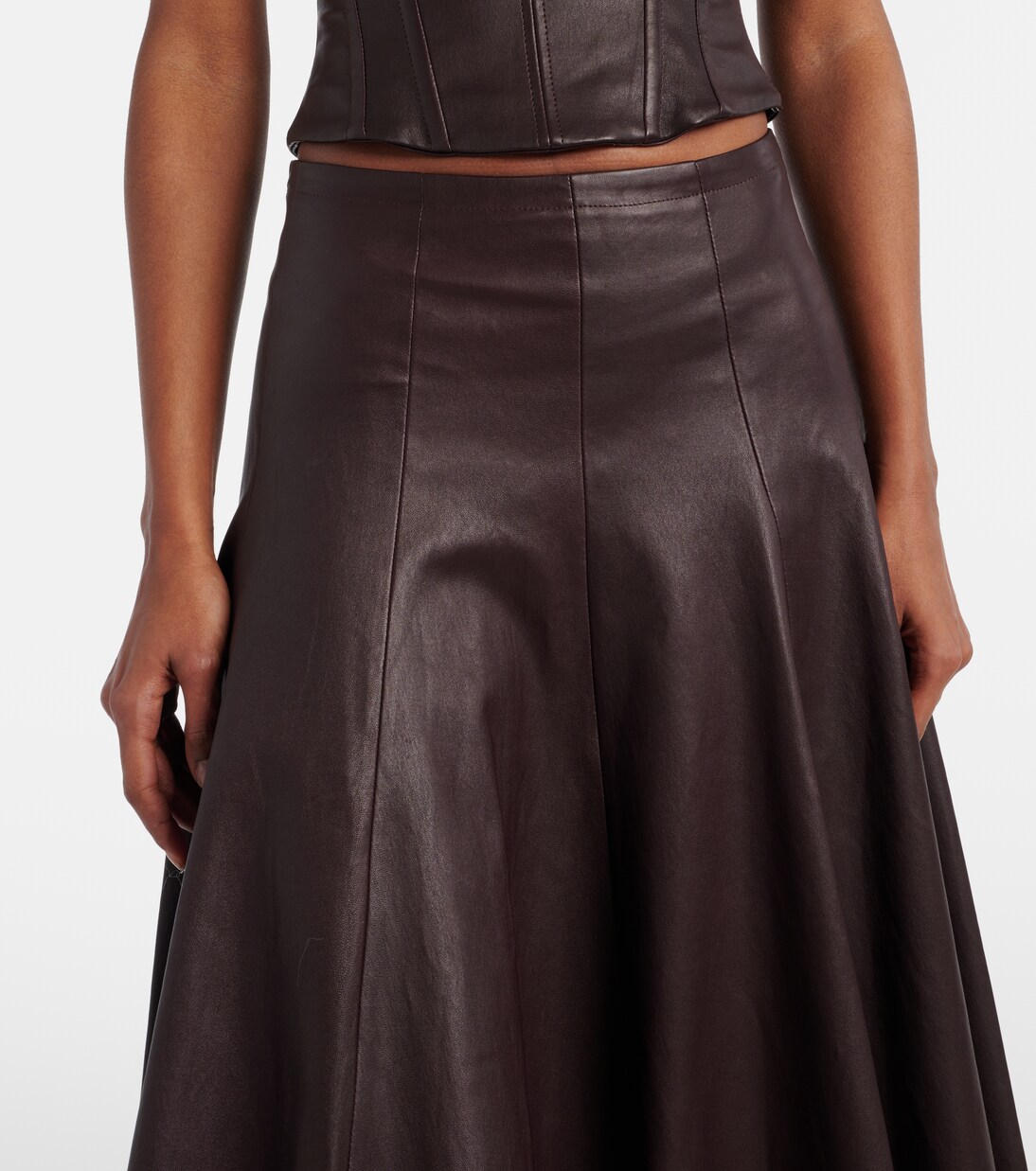 Sabrina leather midi skirt in red - Stouls | Mytheresa