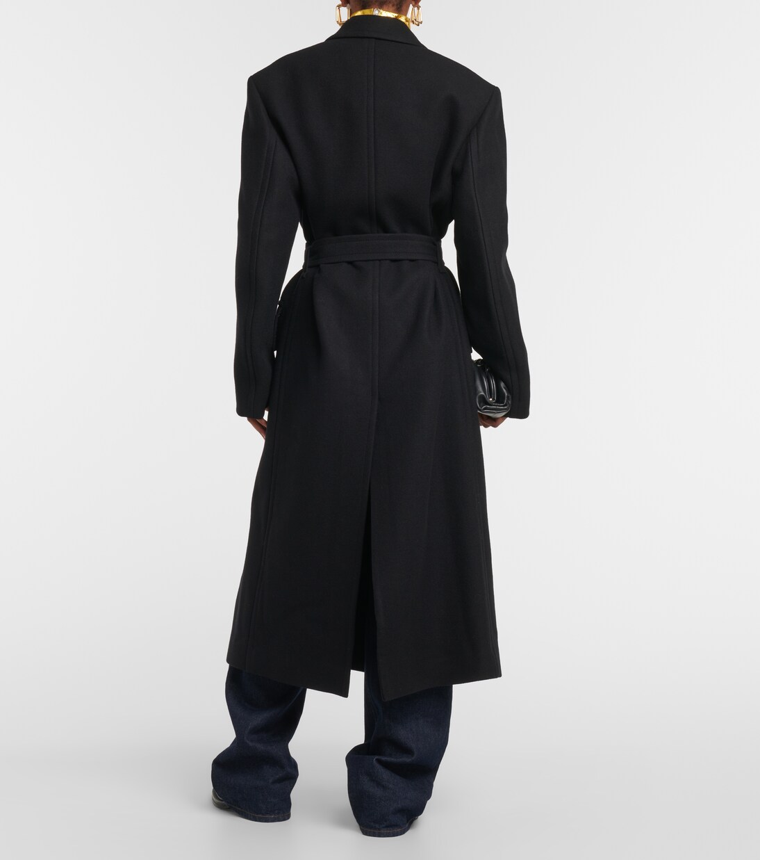 Rufia double-breasted wool-blend overcoat in black - Dries Van Noten ...