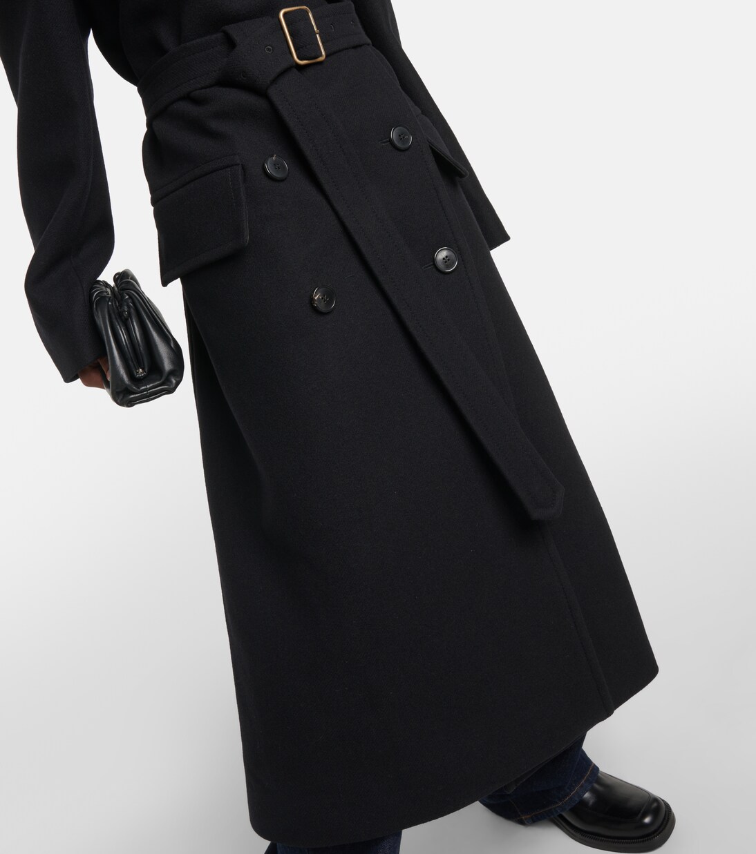 Rufia double-breasted wool-blend overcoat in black - Dries Van Noten ...