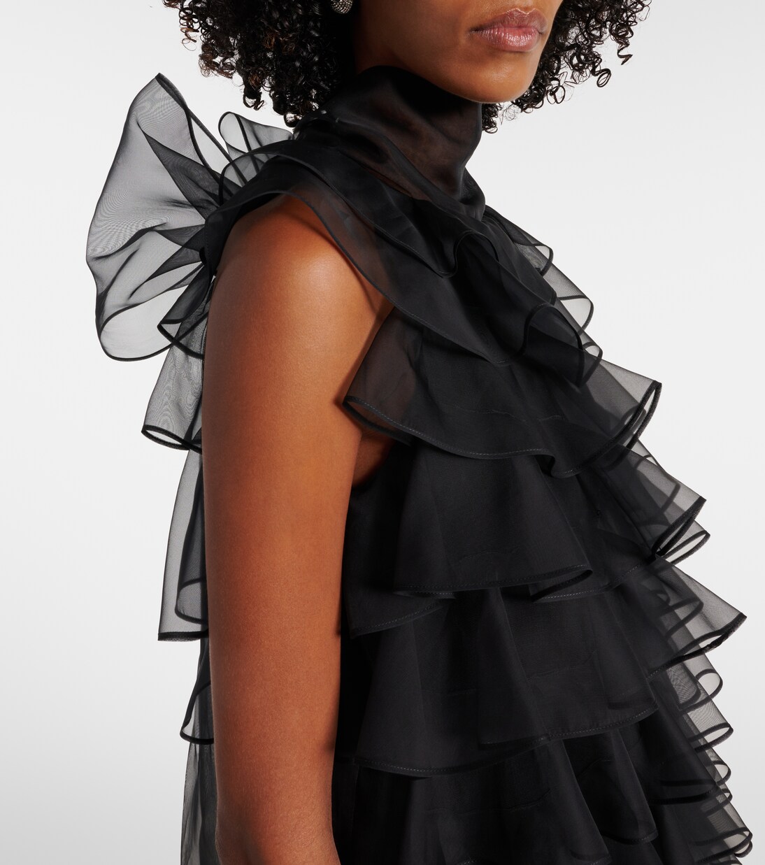 Ruffled silk organza minidress in black - Valentino | Mytheresa