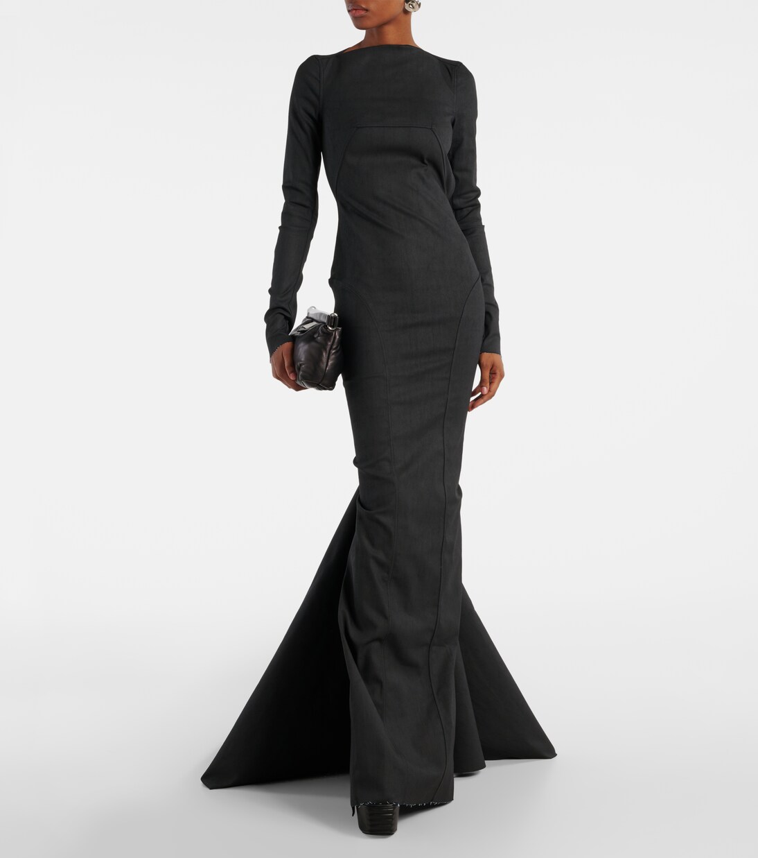 Robe longue Luna en coton mélangé en noir – Rick Owens | Mytheresa