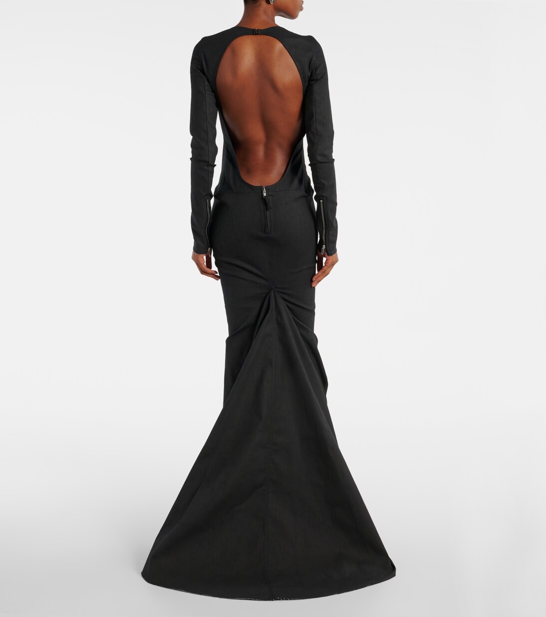 Robe longue Luna en coton mélangé en noir – Rick Owens | Mytheresa