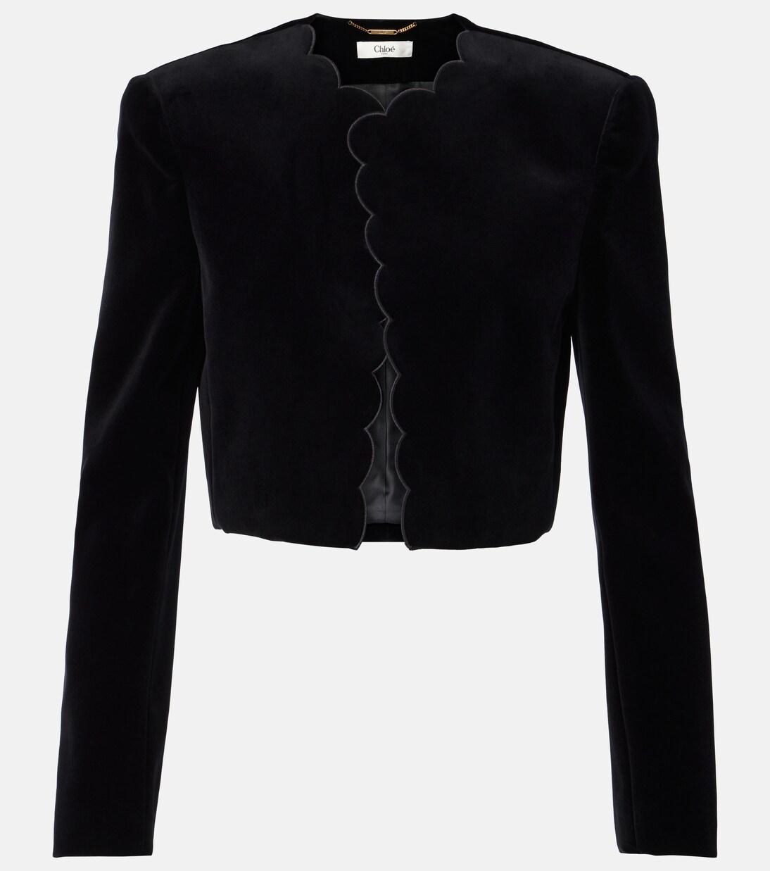 Spencer scalloped cotton velvet jacket in black - Chloe | Mytheresa