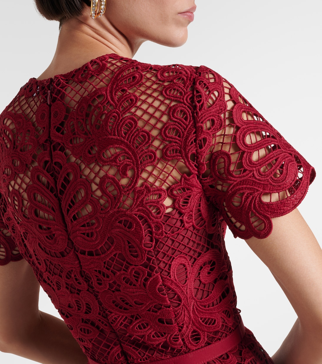 Lace midi dress in red - Self Portrait | Mytheresa