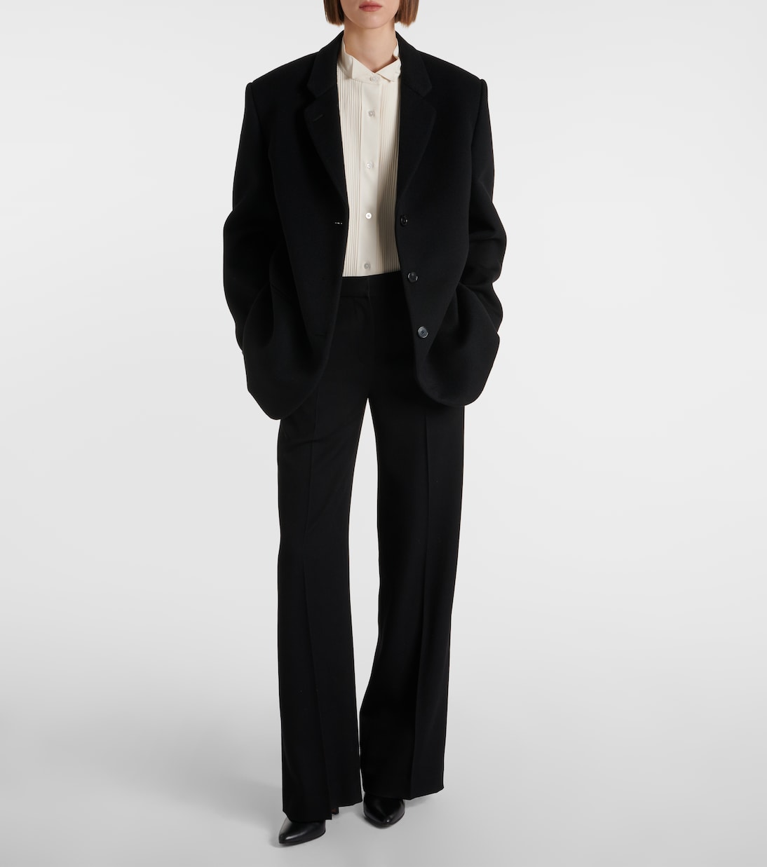 Encore wool wide-leg pants in black - The Row | Mytheresa