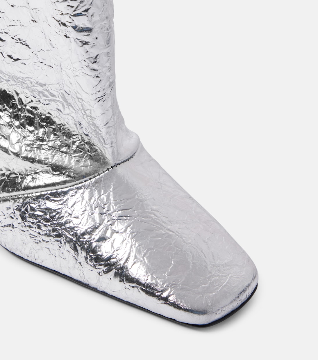 Foil Bridge 85 leather knee-high boots in silver - Coperni | Mytheresa