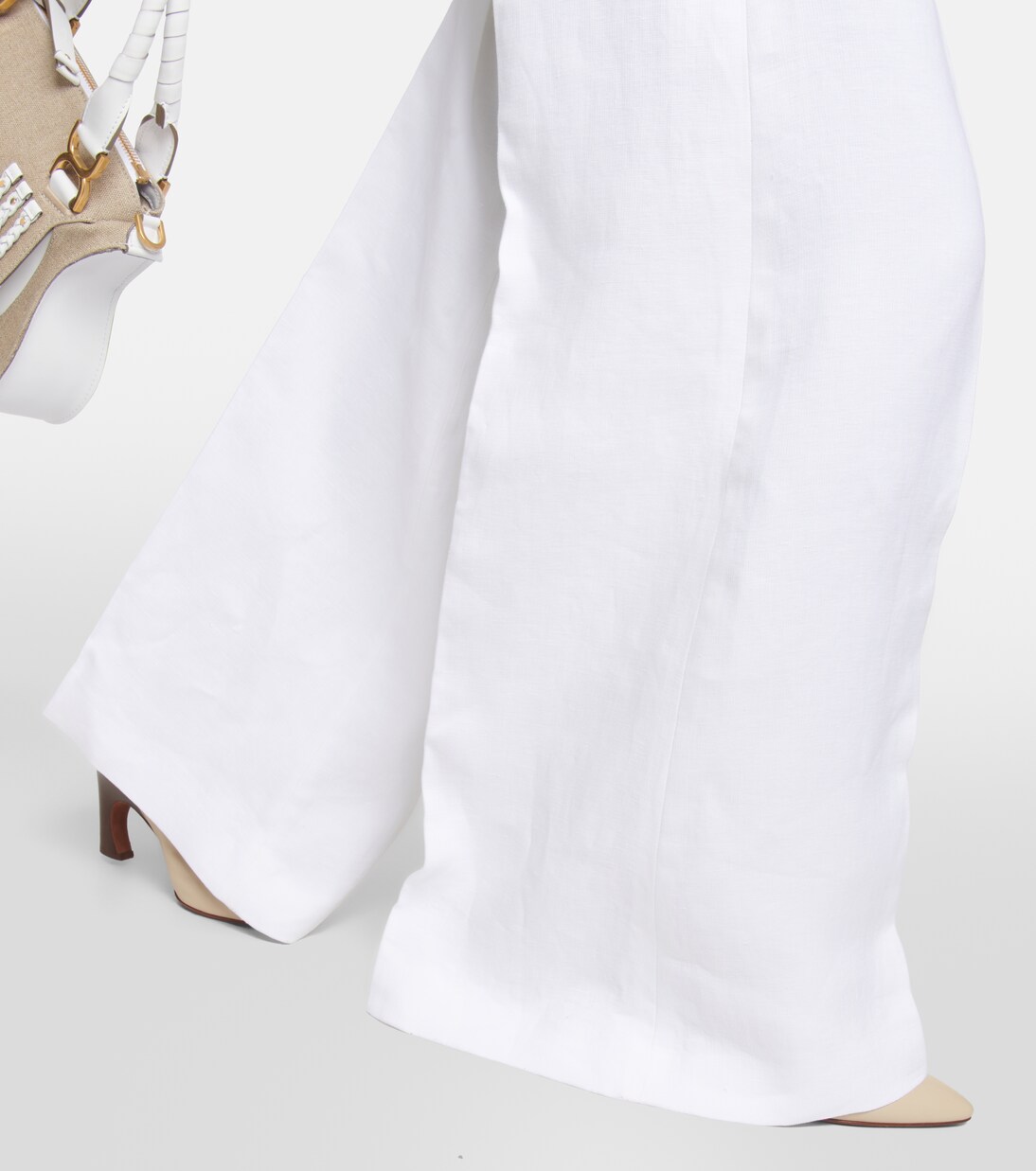 High-rise linen and cotton wide pants in white - Chloe | Mytheresa