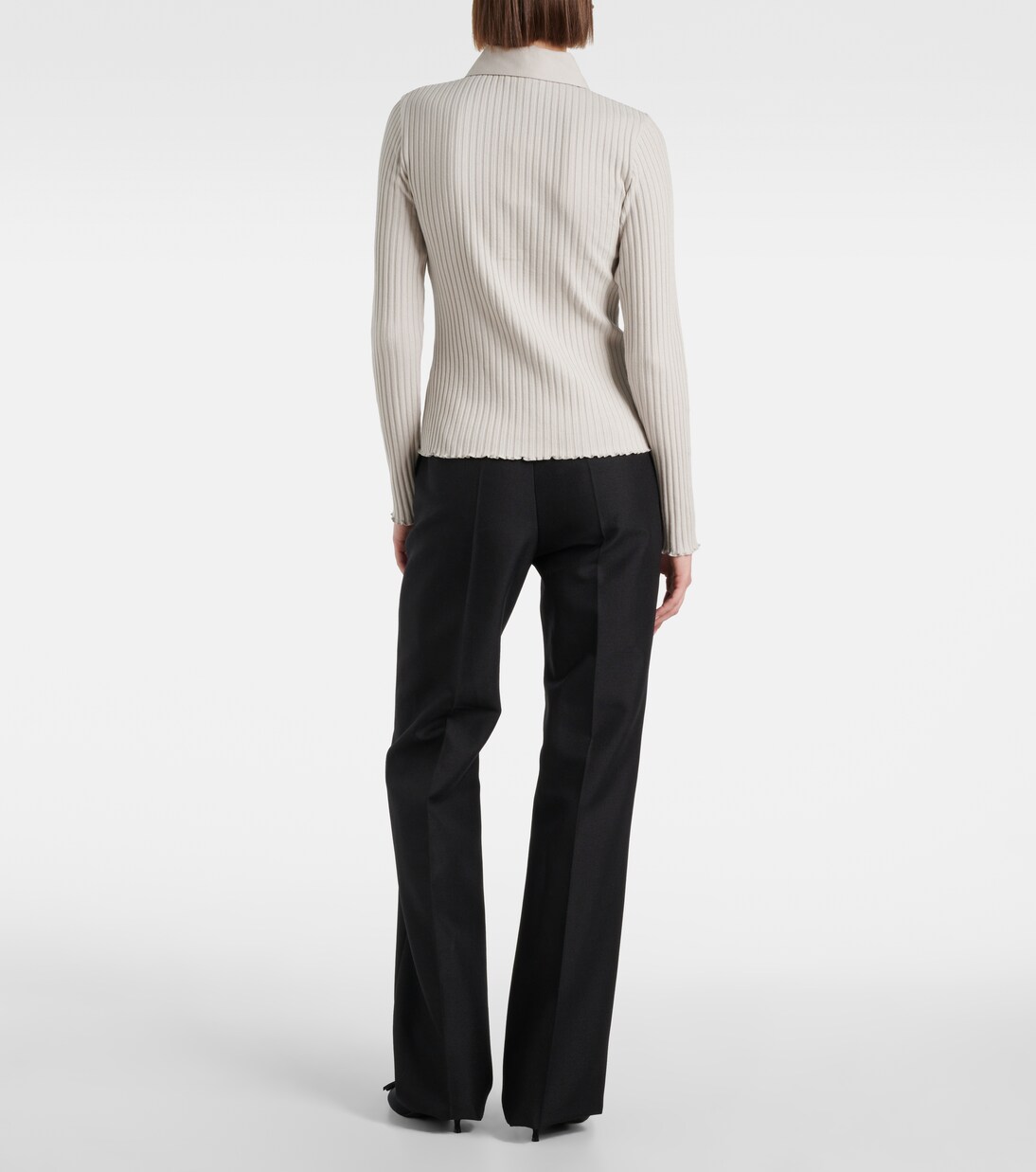 Ribbed-knit cotton-blend polo pullover in white - Vince | Mytheresa