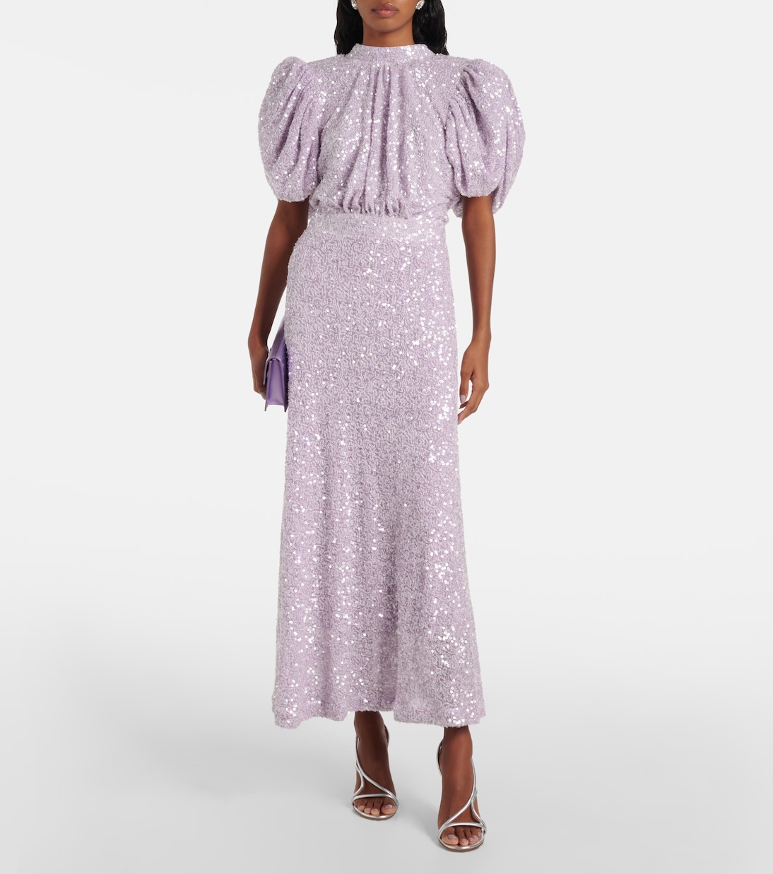 Sequined open-back maxi dress in purple - Rotate | Mytheresa