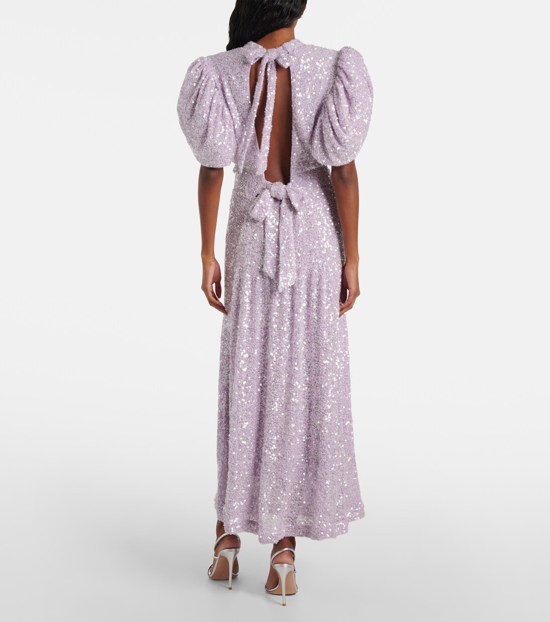 Sequined open-back maxi dress in purple - Rotate | Mytheresa