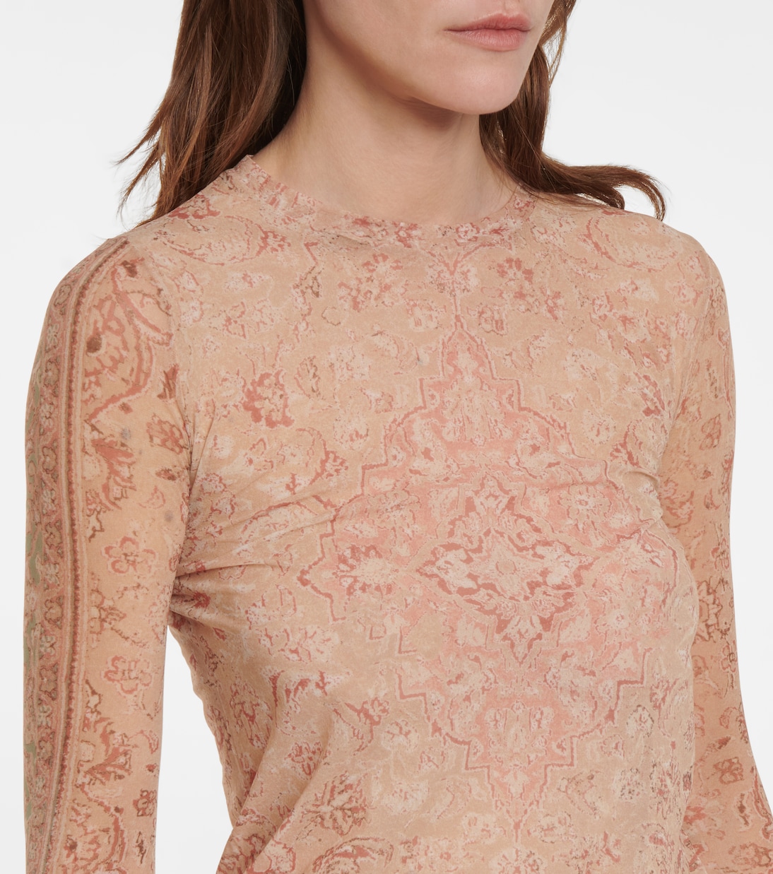 Printed semi-sheer top in neutrals - Acne Studios | Mytheresa