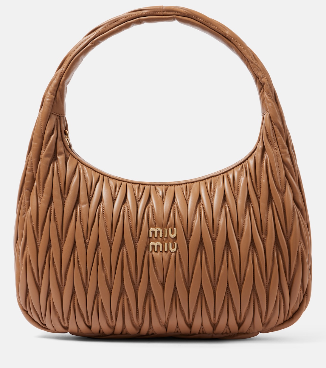 Wander Medium matelassé leather shoulder bag in brown - Miu Miu | Mytheresa