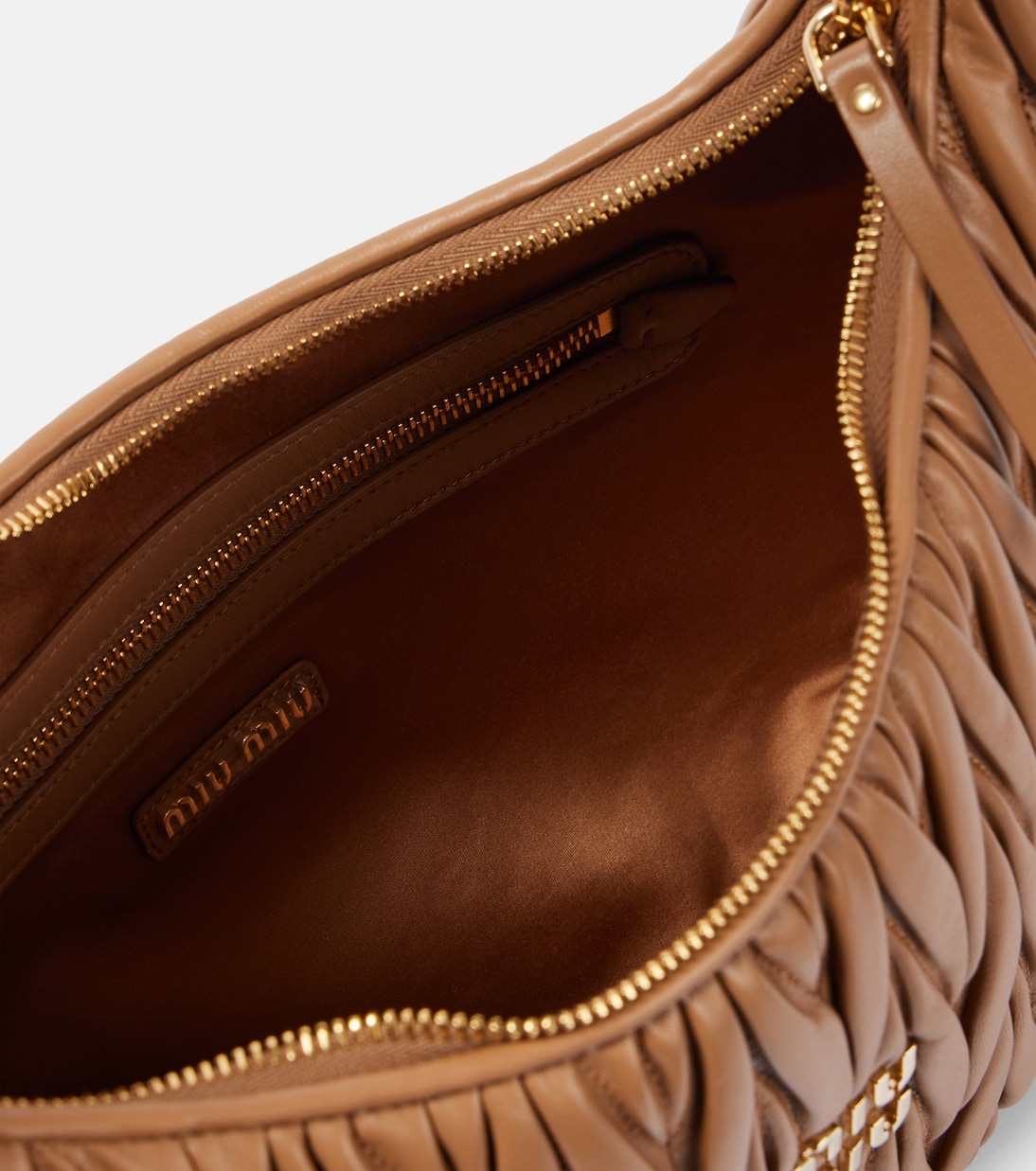 Wander Medium matelassé leather shoulder bag in brown - Miu Miu | Mytheresa