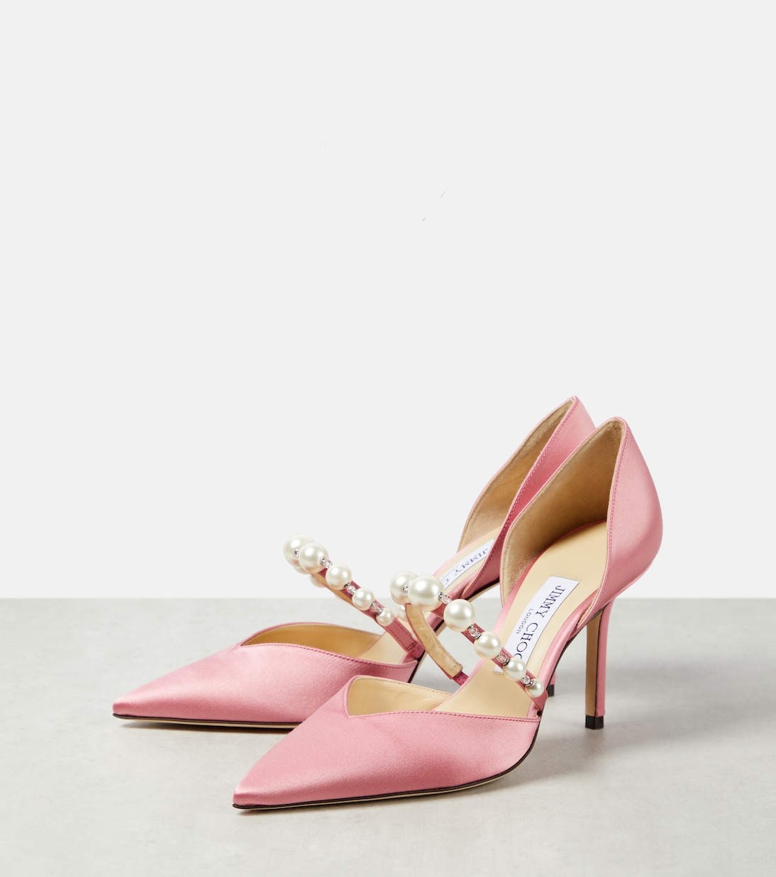 Aurelie 85 embellished satin pumps in pink - Jimmy Choo | Mytheresa