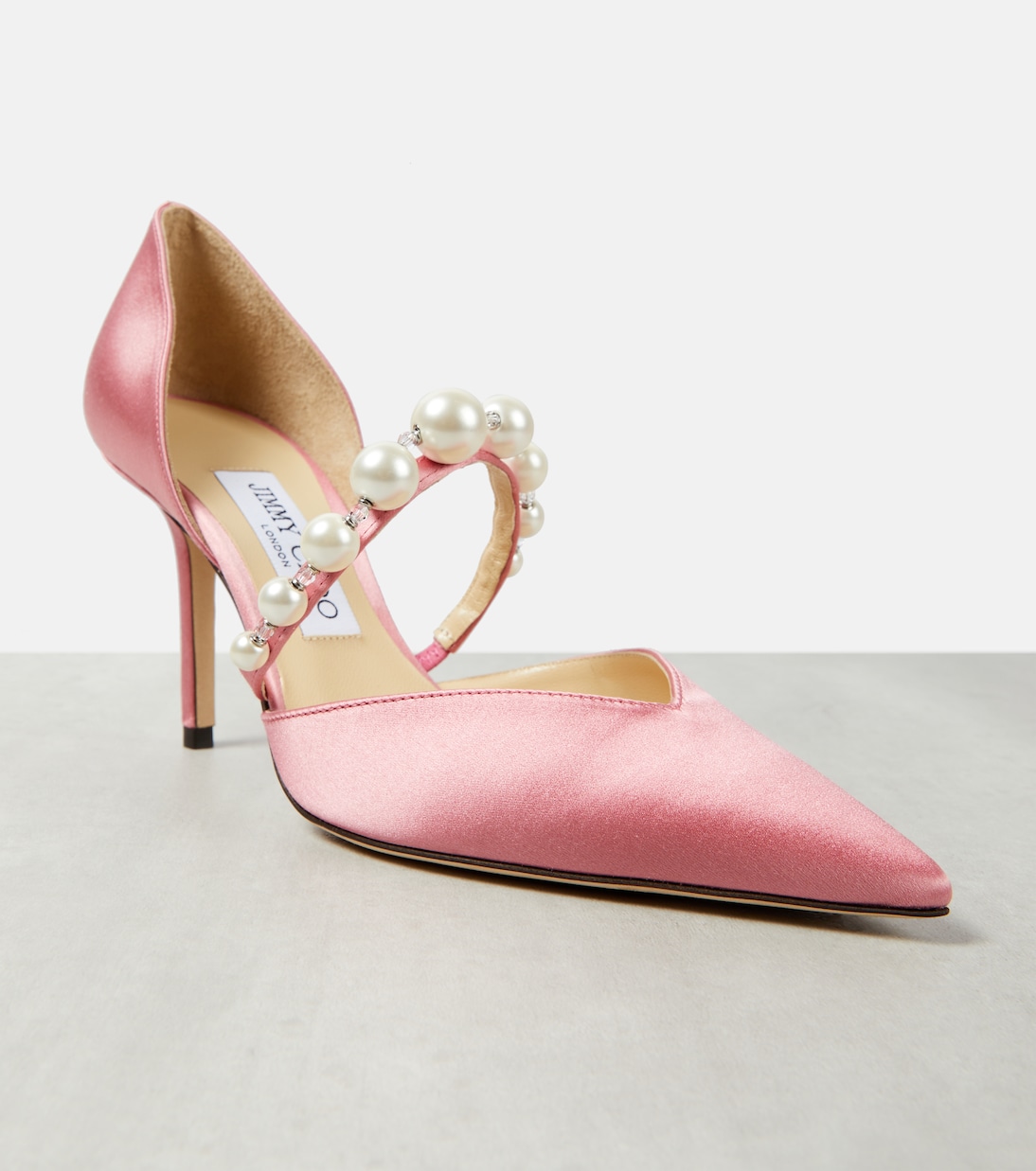 Aurelie 85 embellished satin pumps in pink - Jimmy Choo | Mytheresa