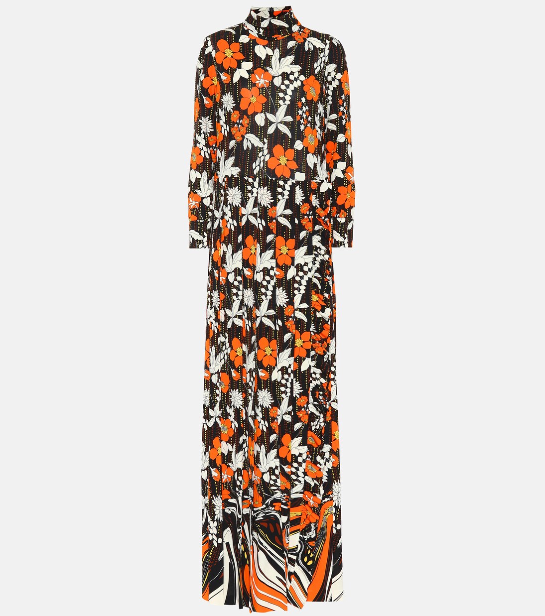 Turtleneck floral maxi dress in multicoloured - Prada | Mytheresa