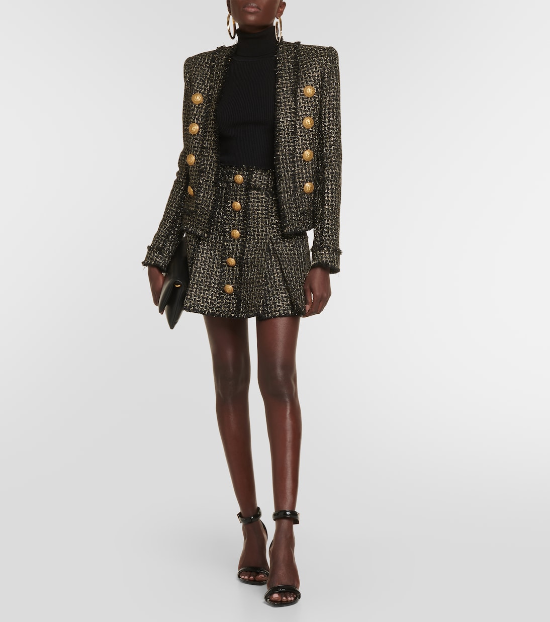 Double-breasted tweed jacket in black - Balmain | Mytheresa