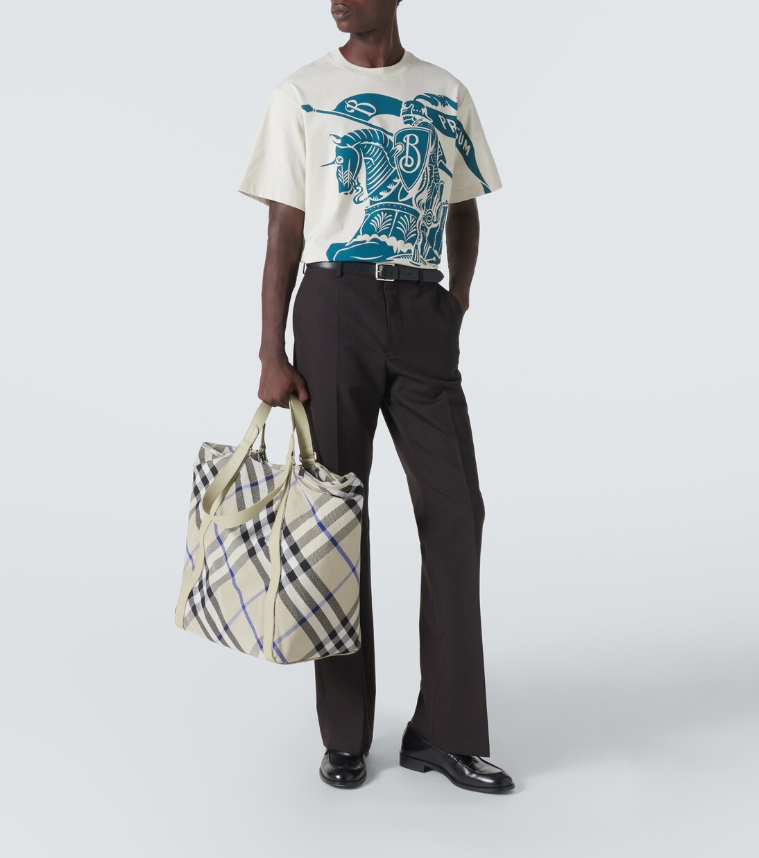 Burberry Check Large jacquard tote bag in white - Burberry | Mytheresa