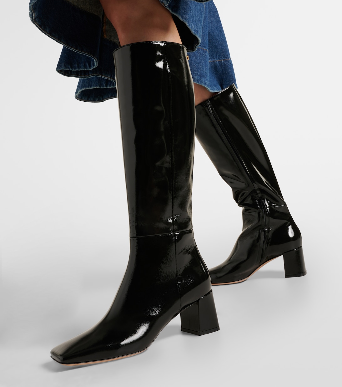 55 patent leather knee-high boots in black - Gianvito Rossi | Mytheresa