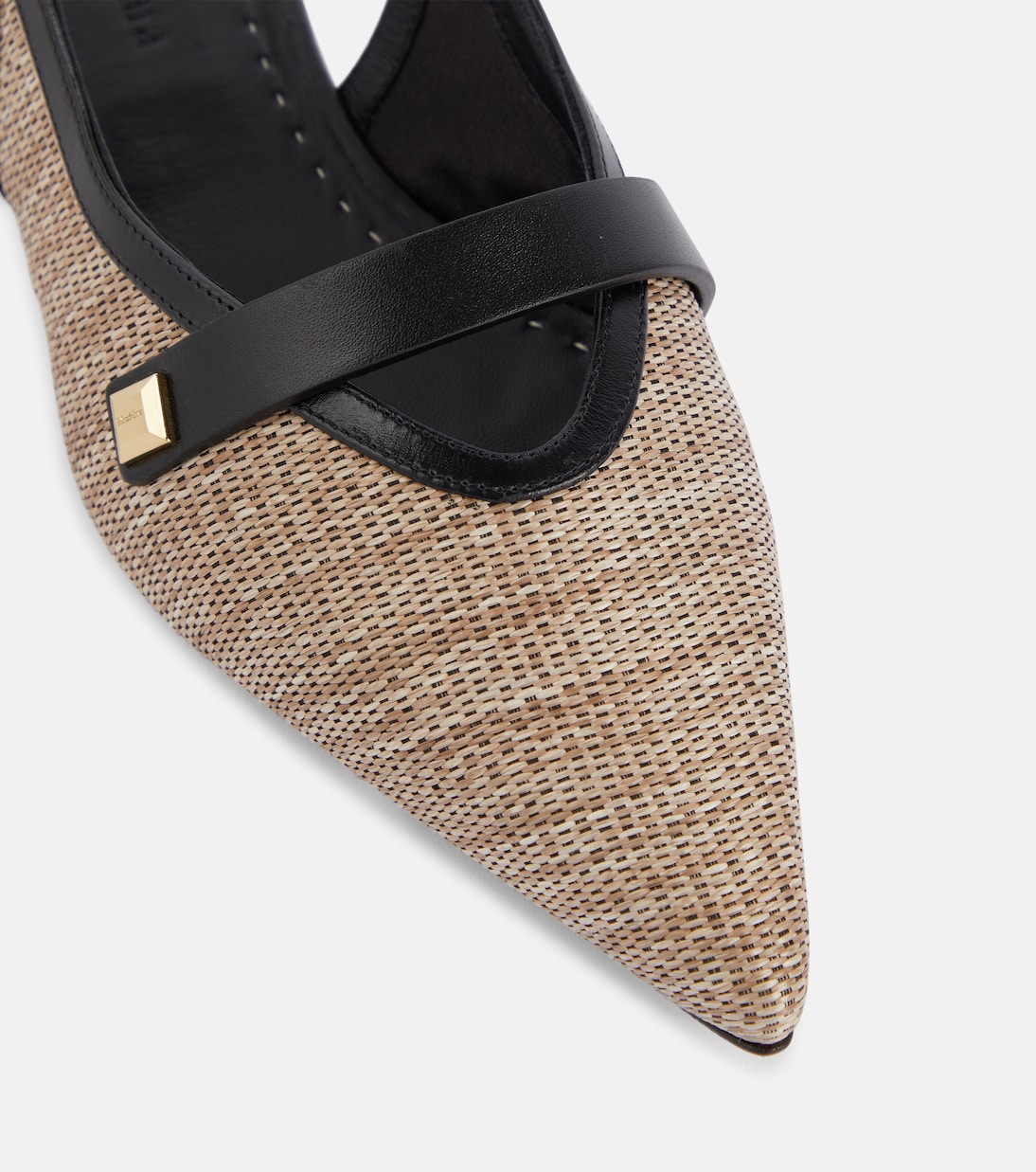 Leather-trimmed slingback flats in neutrals - Max Mara | Mytheresa