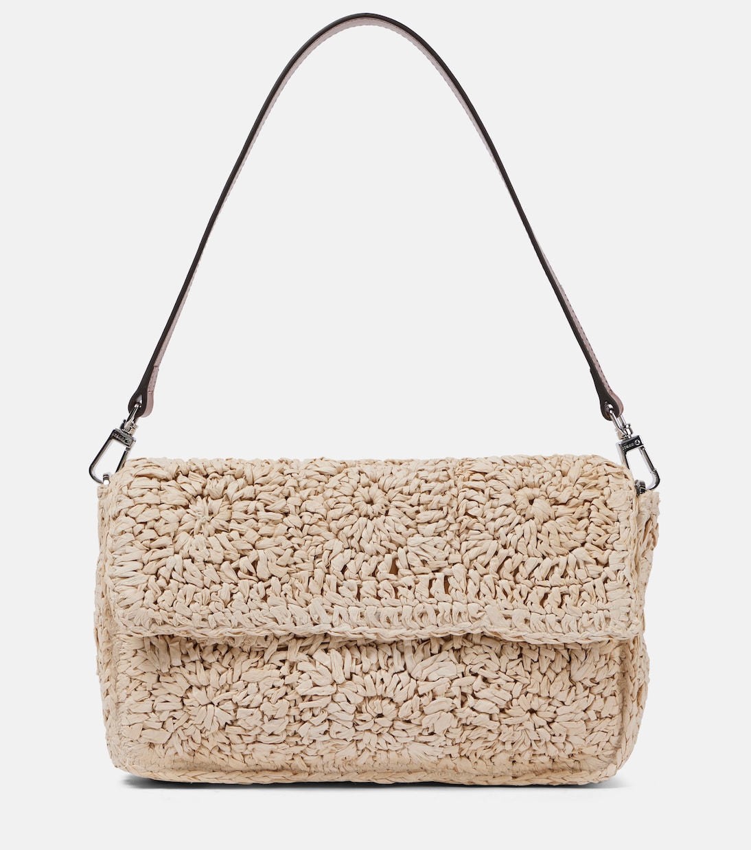 Timmy Small crochet raffia shoulder bag in beige - Staud | Mytheresa