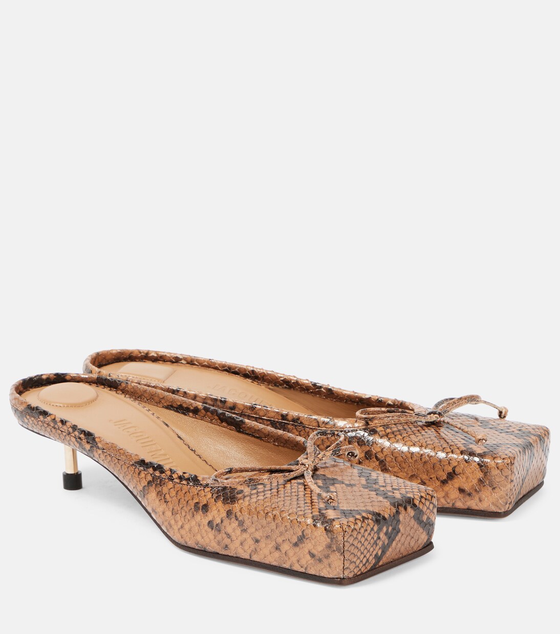 Les Mules Basses snake-effect leather mules in brown - Jacquemus ...