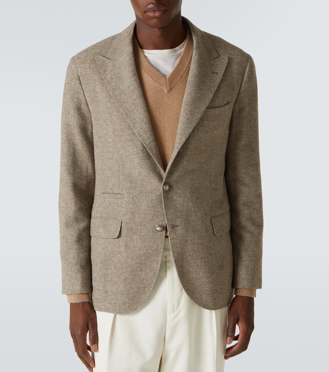 Single-breasted yak wool blazer in beige - Brunello Cucinelli | Mytheresa