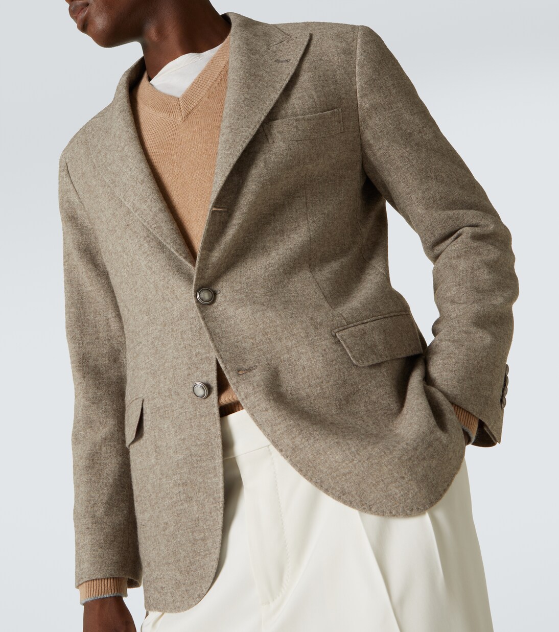 Single-breasted yak wool blazer in beige - Brunello Cucinelli | Mytheresa