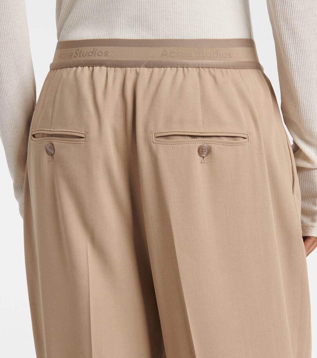 Logo twill wide-leg pants in beige - Acne Studios | Mytheresa