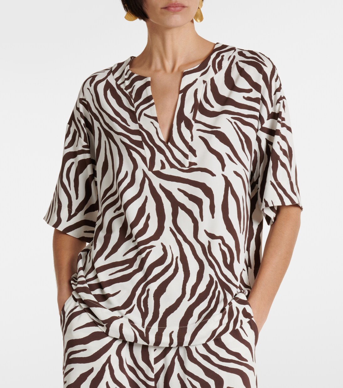 Siberia zebra-print jersey top in multicoloured - Max Mara | Mytheresa