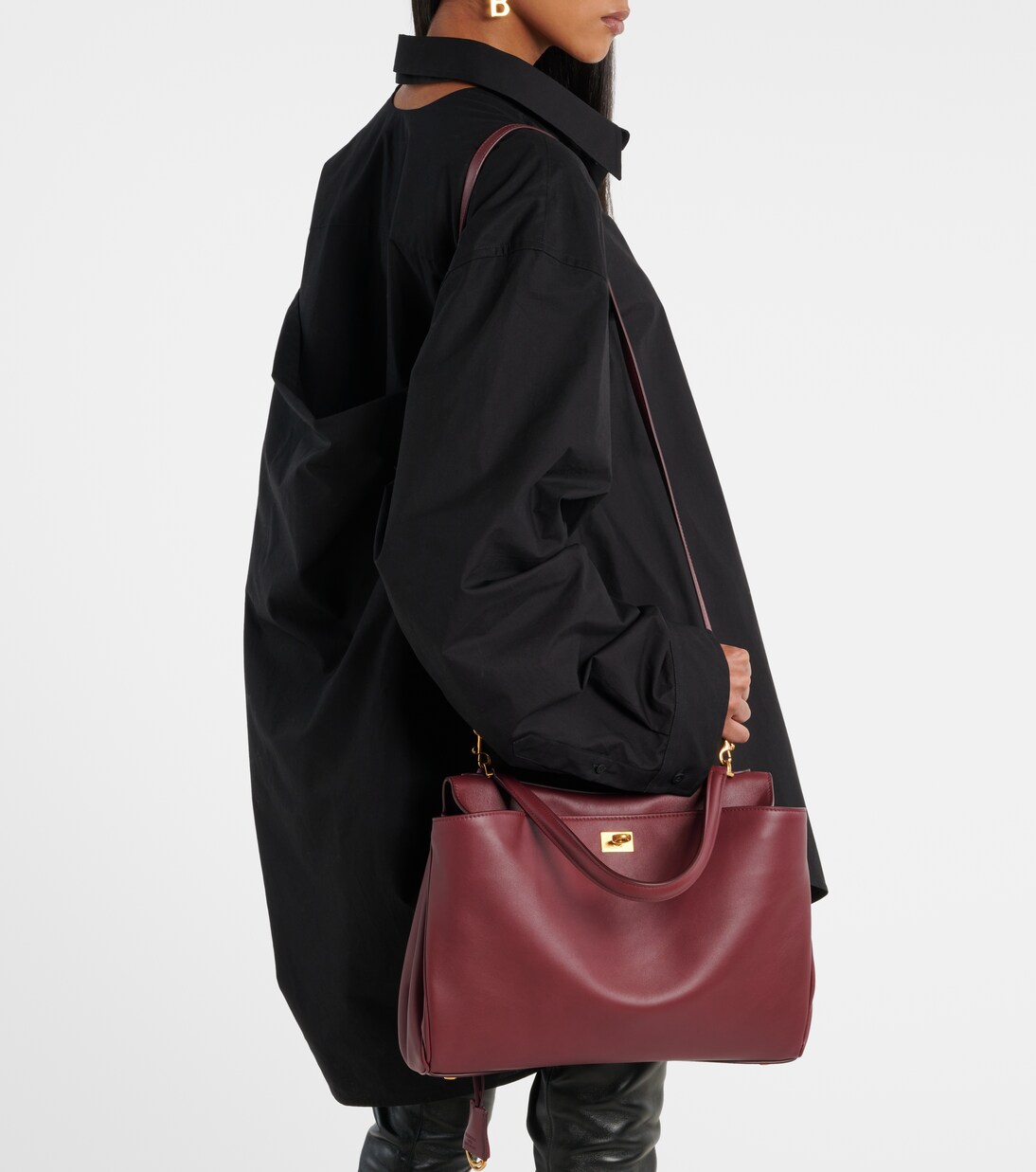 Rodeo leather tote bag in burgundy - Balenciaga | Mytheresa