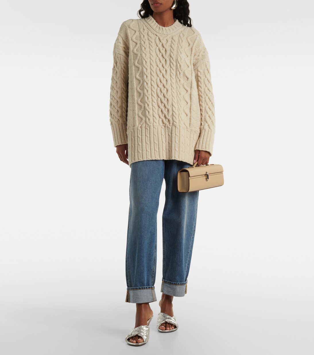 Symmetry Pochette Slim leather tote bag in beige - Savette | Mytheresa